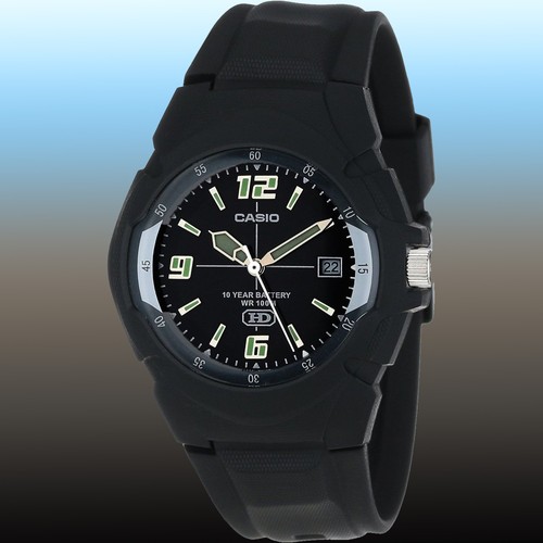 Casio MW-600F-1AV Black Analog Glow Watch 10 Year Battery Date Display ...