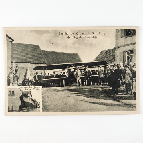 Trier Air Base Germany Postcard 1920s German Robert Weichel Biplane ...