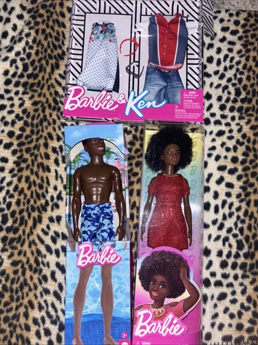 New! 65th Anniversary Barbie #221, Afro & Red Sparkle Dress + Ken ...