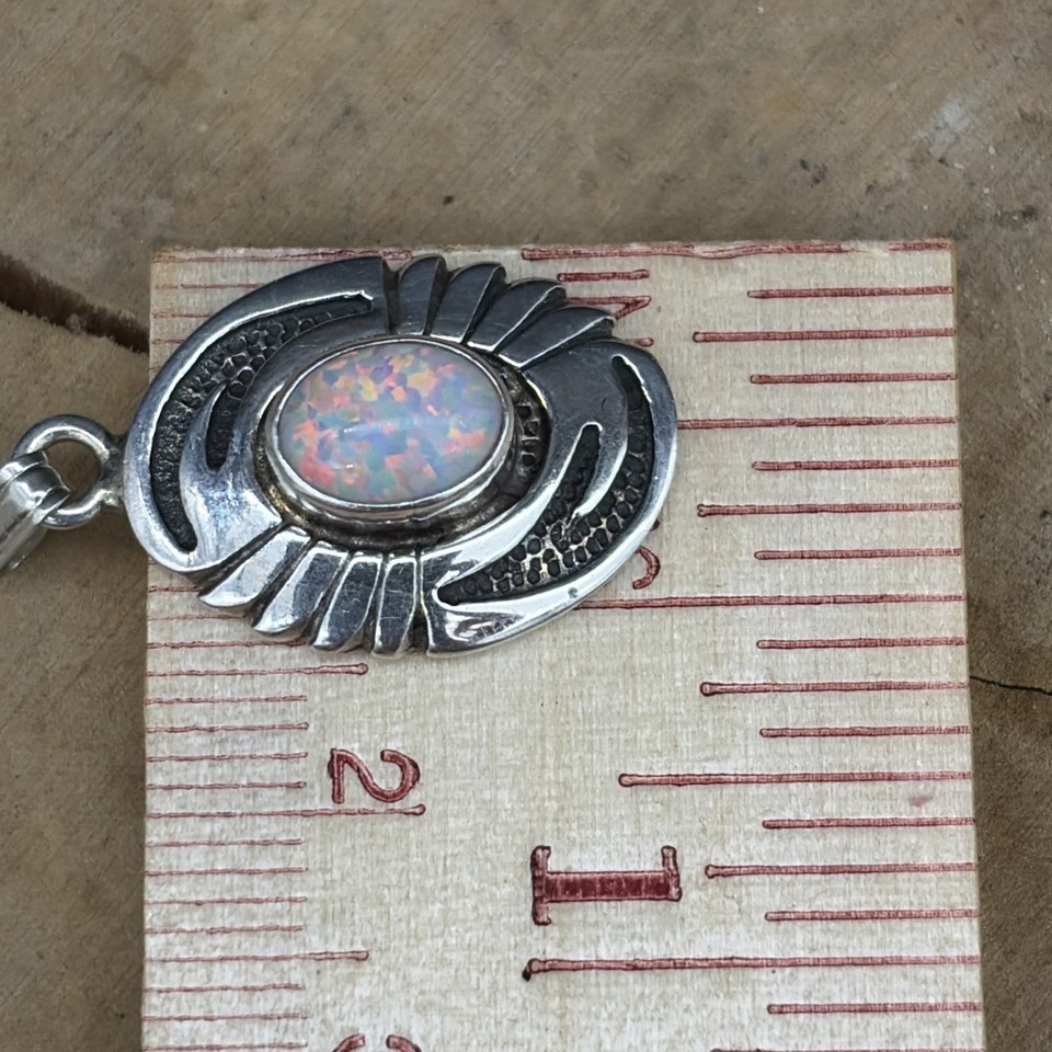 Vintage Native Navajo Sterling Silver Opal Pendant Rare | eBay