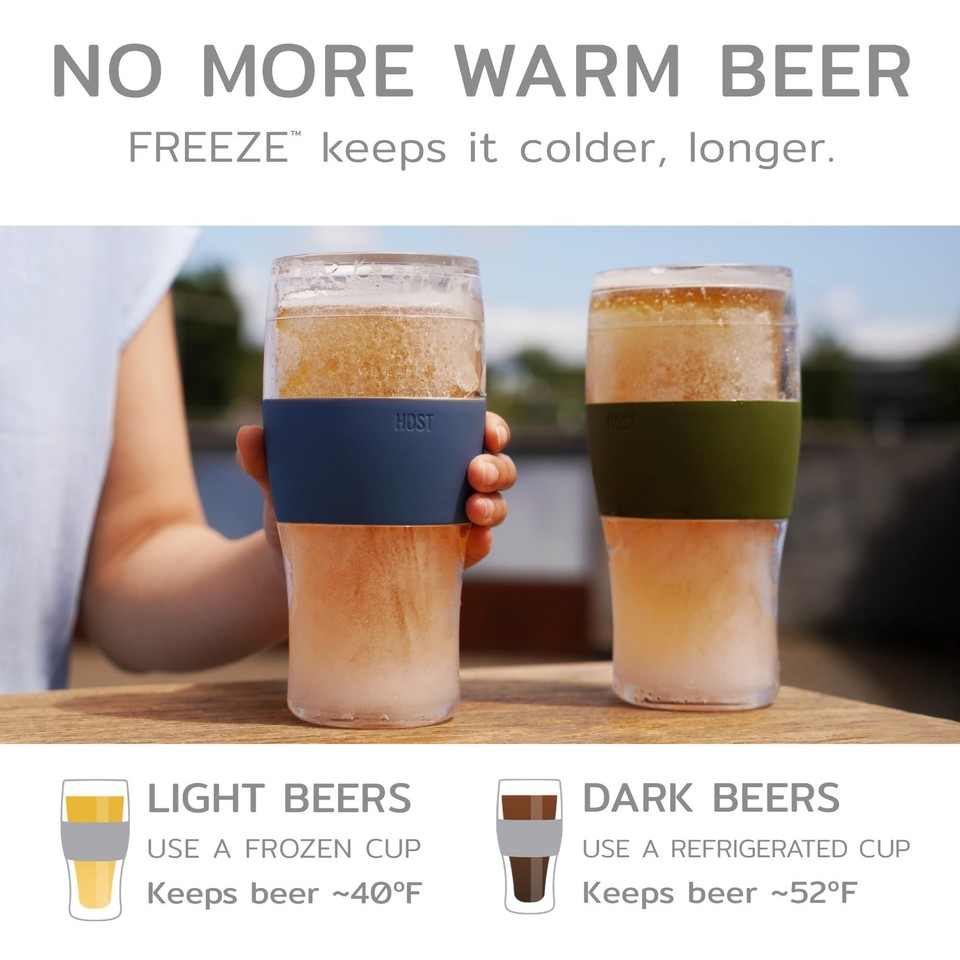 Freeze Beer Glasses, Freezable Beer Gifts for Men, Double Wall ...
