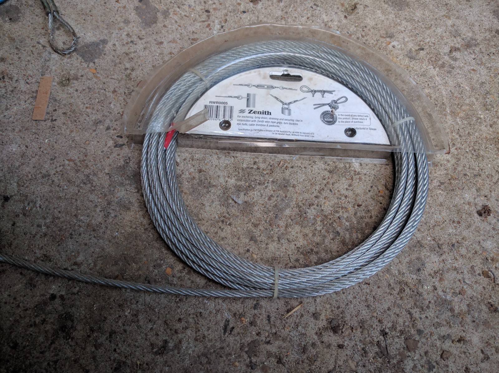 New 5mm x 10m Wire rope 7x19 construction WLL 476KG breaking load ...