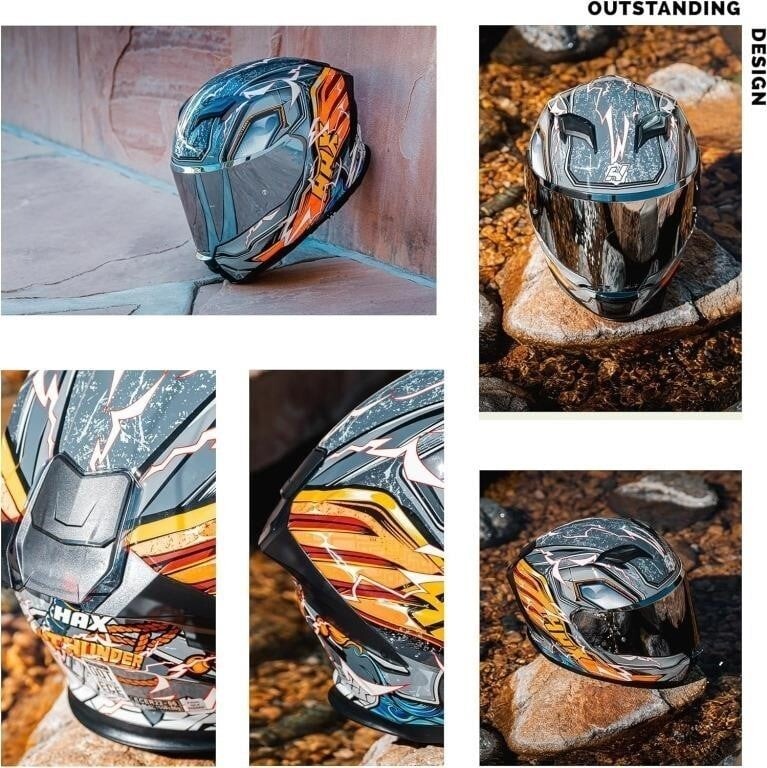 Thunder Orange Size L | HAX Force Glow-in-the-Dark Full Face Bike ...