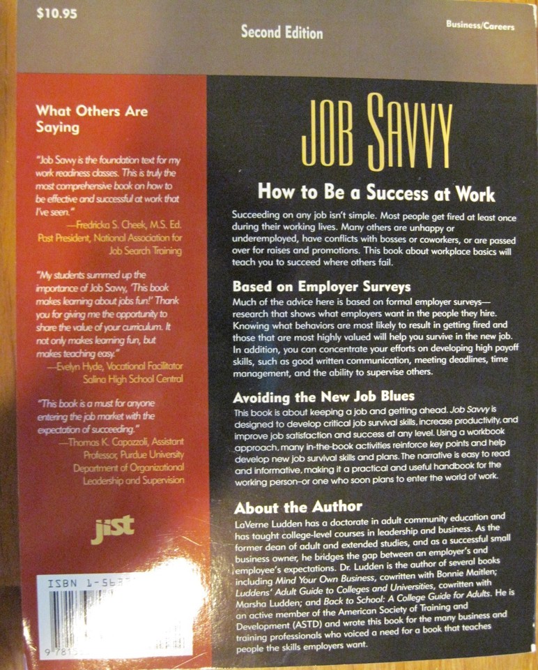 Job Savvy : How to Be a Success at Work by LaVerne L. Ludden (1997 ...