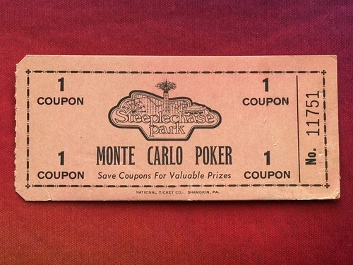 vintage monte carlo poker ticket Steeplechase Park Coney Island New ...