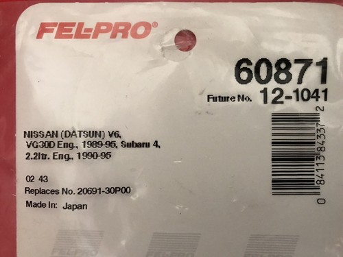 Fel-Pro Gasket 60871 Exhaust Pipe Flange Gasket - Replaces #20691-30P00 ...