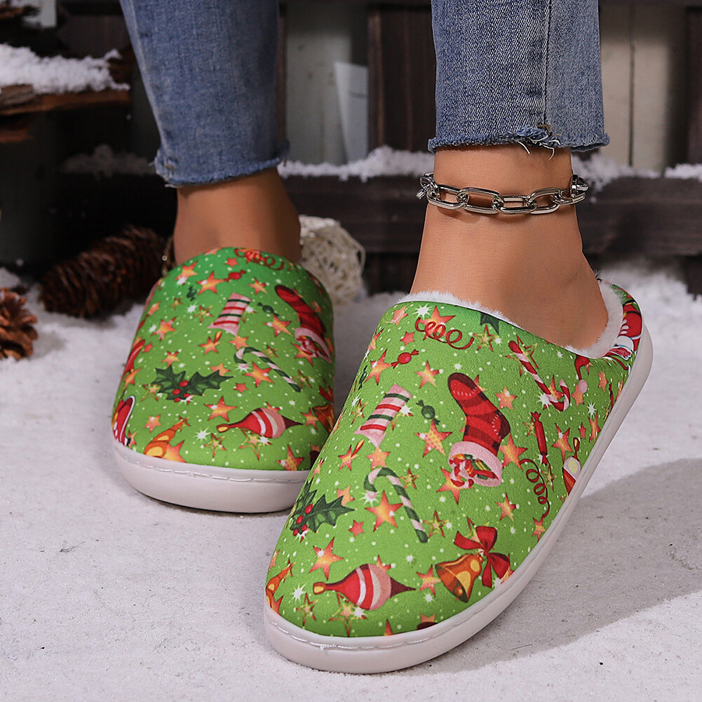 Christmas Printed Slippers Comfy Winter Home Shoes Cozy Xmas Gift ...
