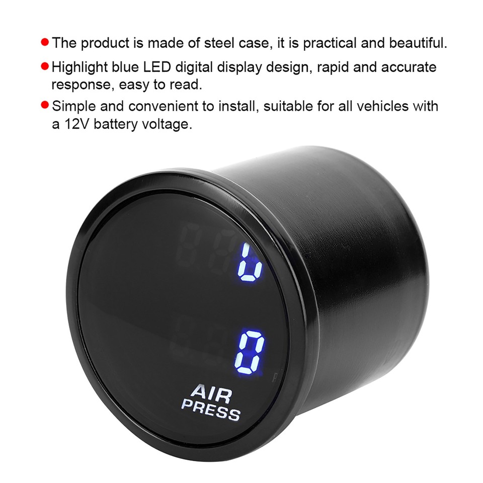 ⁺2inch Car PSI Air Pressure Meter LED Blue Digital Display Boost Gauge ...