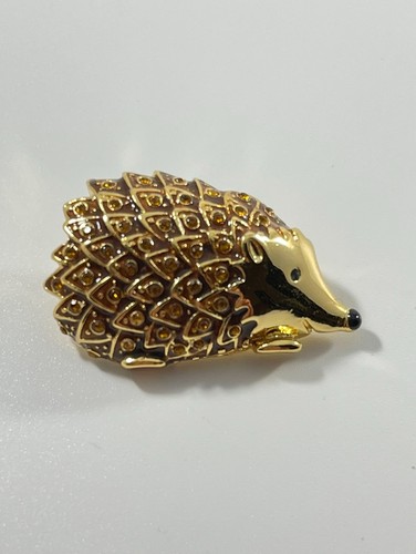Talbots Gold Tone Brooch Hedgehog Costume Jewelry Pin Gold Rhinestones ...