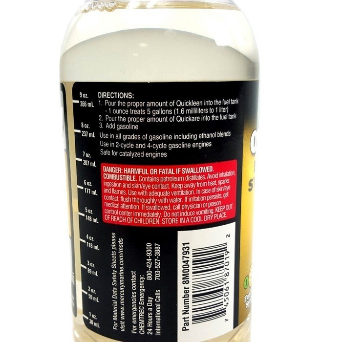 Mercury Quickleen Engine Treatment 12oz Fuel Cleaner 8M0047931 for Gas ...