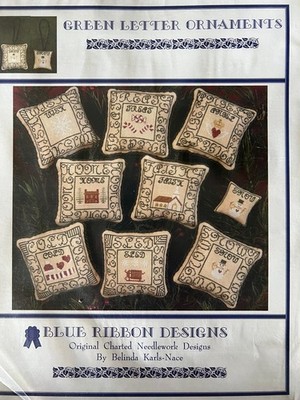 Blue Ribbon Designs-Green Letter Ornaments Chart | eBay