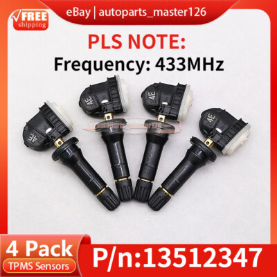 Set of 4 Snap-In TPMS for GM Tire Pressure Sensor 433MHz Kit 13512347 ...