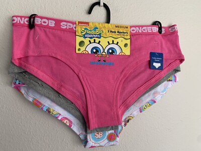 3pk NWT M Spongebob Square Pants Panties Underwear Cotton Hipster 90s ...