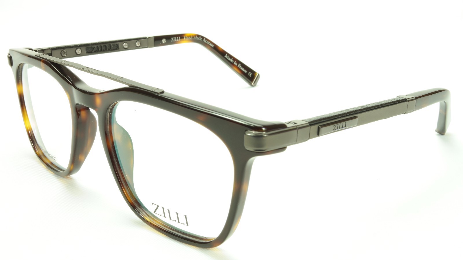ZILLI Eyeglasses Frame Acetate Leather Titanium France Hand Made ZI ...