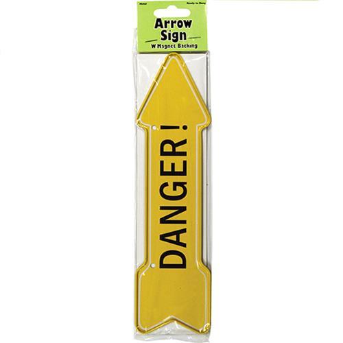 Danger! Arrow Sign Metal Magnet Backing Yellow Warning Fence Ready to ...