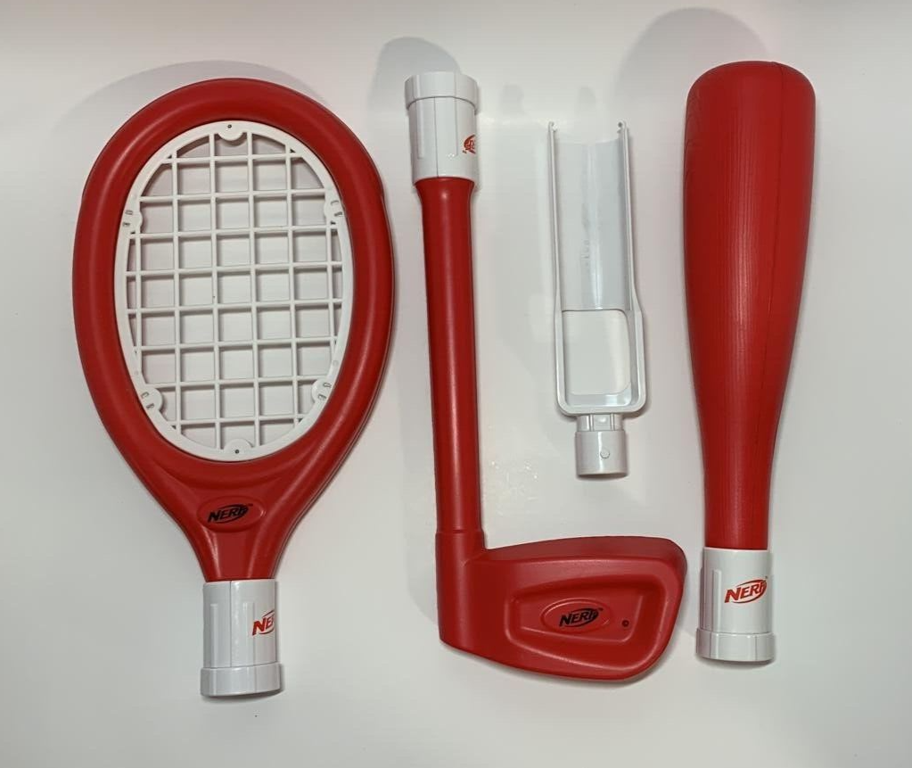 Nintendo Wii Nerf Sports Pack Babseball Bat, Tennis Racket, Golf Club ...
