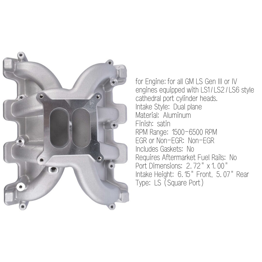 RPM Style Carb Intake Manifold For GM LS1 5.3L LS2 6.0L Cathedral Port ...