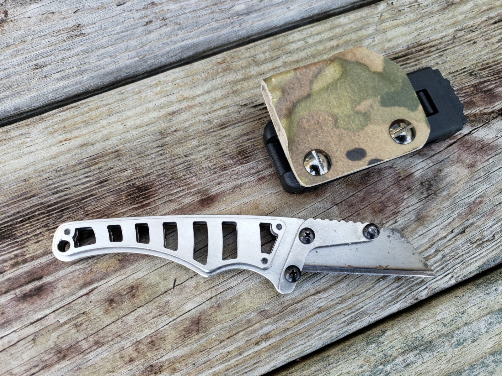 Utility Knife Fixed Blade Razor Box Cutter Kydex Sheath Tactical Belt ...