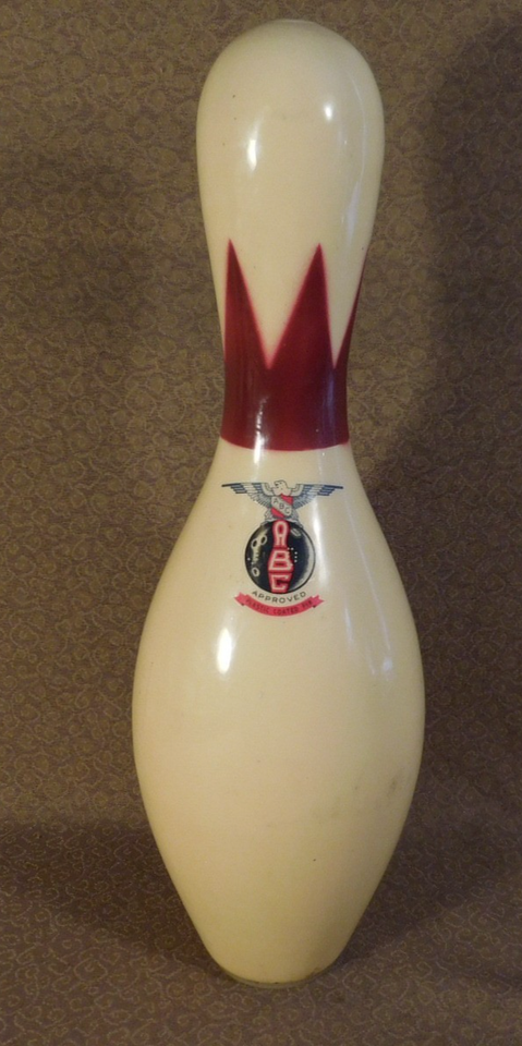 Vintage Brunswick Score King 50 Bowling Pin Red Crown Plastic Coated ...
