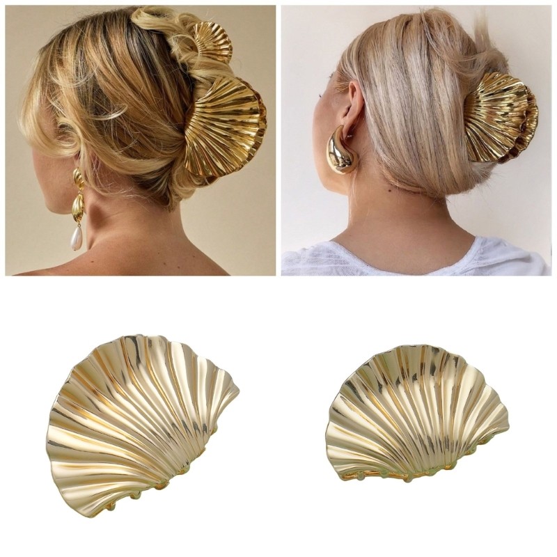 Fashionable Metal Seashells Hair Claw Gold Color Clip for Women All ...