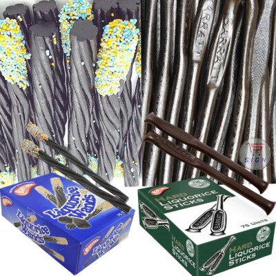 Barratt Liquorice Sticks-wands dipped candy piece & Traditional black ...