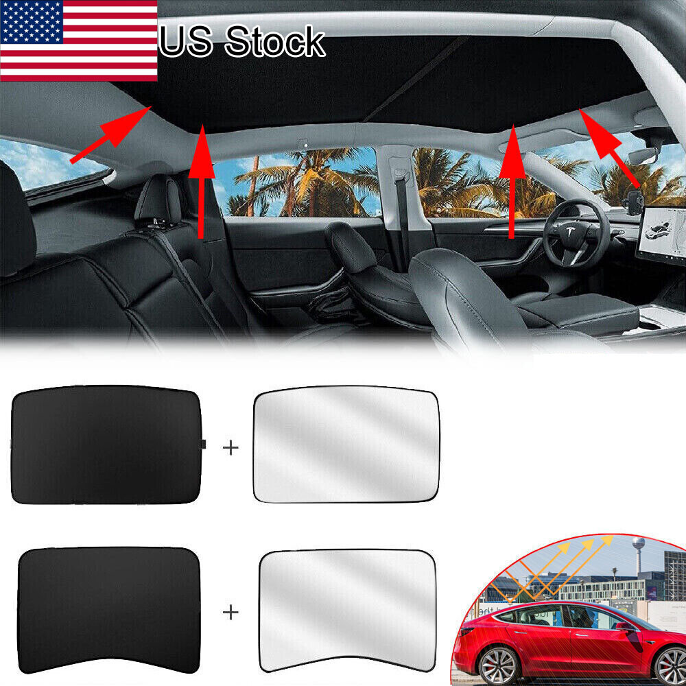 4Pcs Roof Sunshade Mid & Rear Top Windows Sun Shade Covers For Tesla ...
