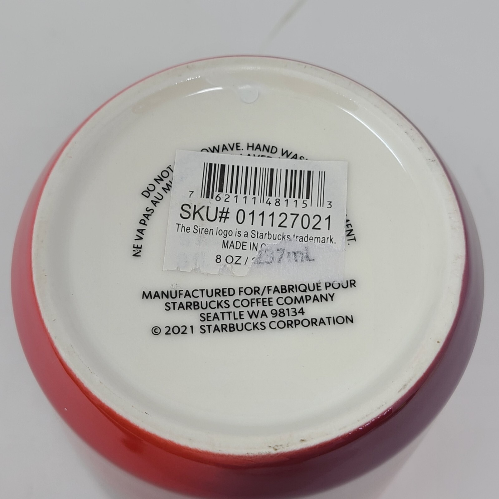 Starbucks Holiday 2021 Ceramic Red Ombre Travel Mug 8 oz NO LID | eBay
