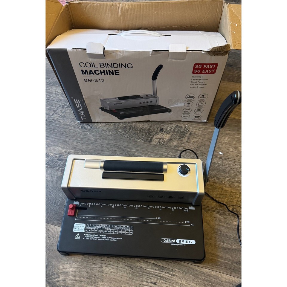 Tianse Coil Binding Machine BM-S12 - Paper Punch Binder - 12 Sheet ...