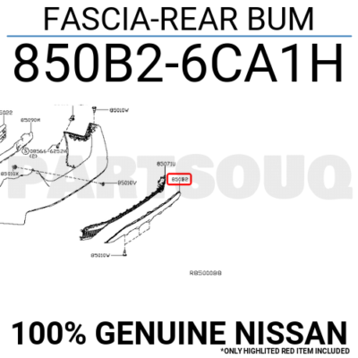 850B26CA1H Genuine Nissan FASCIA-REAR BUM 850B2-6CA1H | eBay