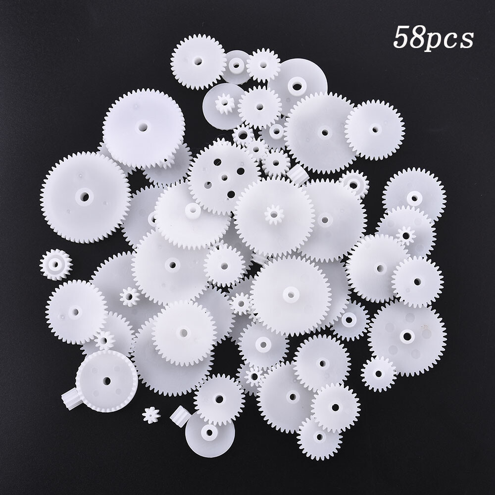 58pcs /Set Plastic Gear Wheel Assorted Kit For Toy Car Motor Shaft ...