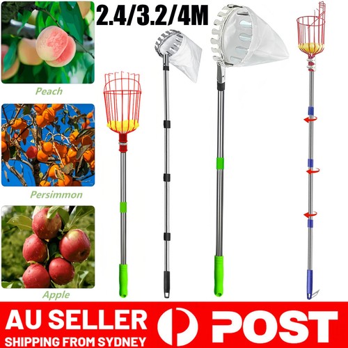 2.4/3.2/4M Telescoping Fruit Picker Long Handle Pole Fruit Picking Tool ...