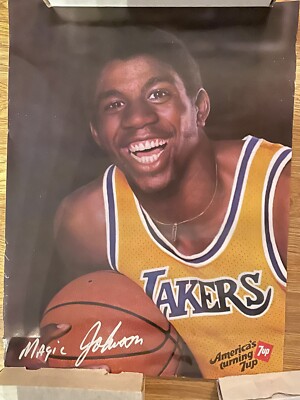 Original 1979 LA Lakers Magic Johnson 19x25in. Basketball 7Up Poster ...