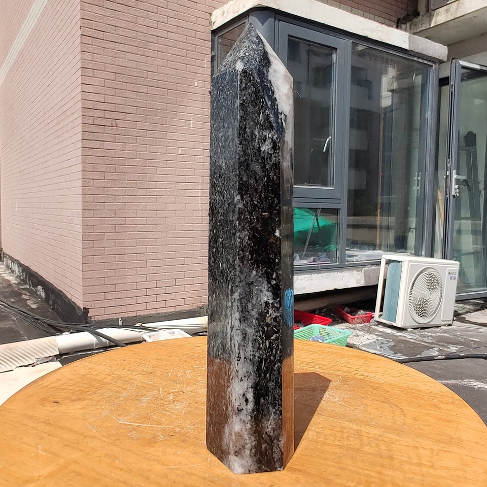 572g Large White Rainbow Moonstone Crystal Obelisk Tower Point Quartz ...