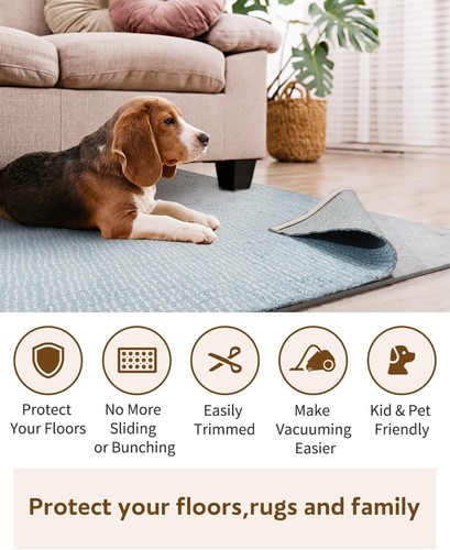 Double Sided Non Slip Rug Pad Gripper 5x7-1/4” Reversible Felt 5x7 Feet ...