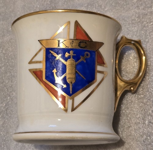 Antique Knights Of Columbus Mug Sword Anchor Battle Ax Gold Trim Signed ...