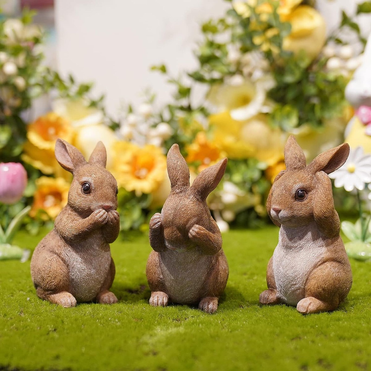 Resin Rabbit Garden Statues Solid Resin Peter Rabbit Sculpture Garden