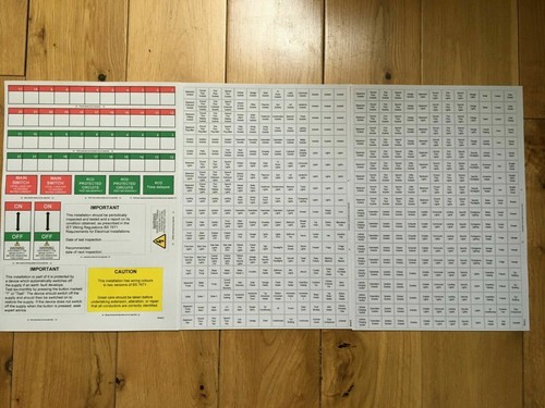 Consumer unit label set circuits numbered right to left | eBay