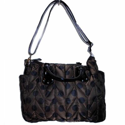 Black Coffee Dot Puff Quilted tablet Shoulder Bag Handbag Purse Checker ...