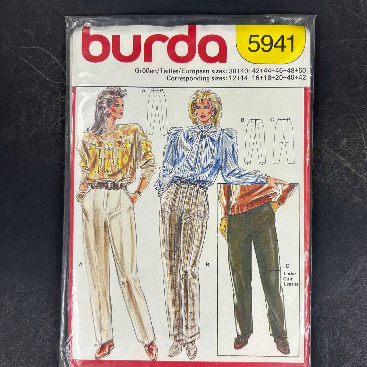 Burda 5941 Misses Pants with Zip and Darts Size 12- 24 Uncut 1980's | eBay
