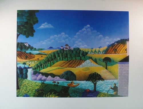 Francesco Maiolo Paesaggio con pescatori Kunstdruck 64x83cm G-4535 | eBay