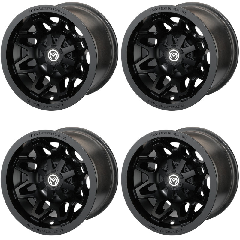 4 ATV/UTV Wheels Set 14in Moose 416X Matte Black 4/156 4+3 POL | eBay