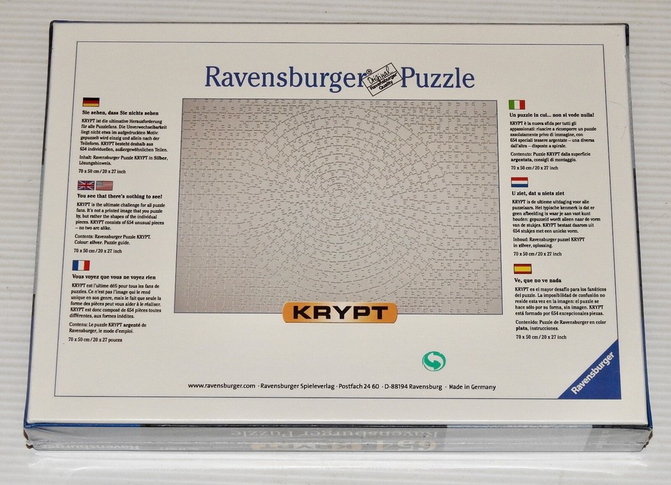 NEW SEALED RAVENSBURGER Silver KRYPT Jigsaw Puzzle ULTIMATE CHALLENGE ...