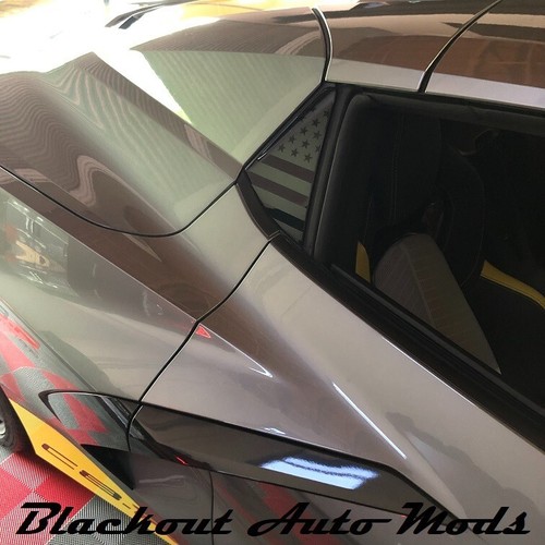 Matte Black C8 Corvette HTC Side Window American Flag Decal Fits 2020 ...