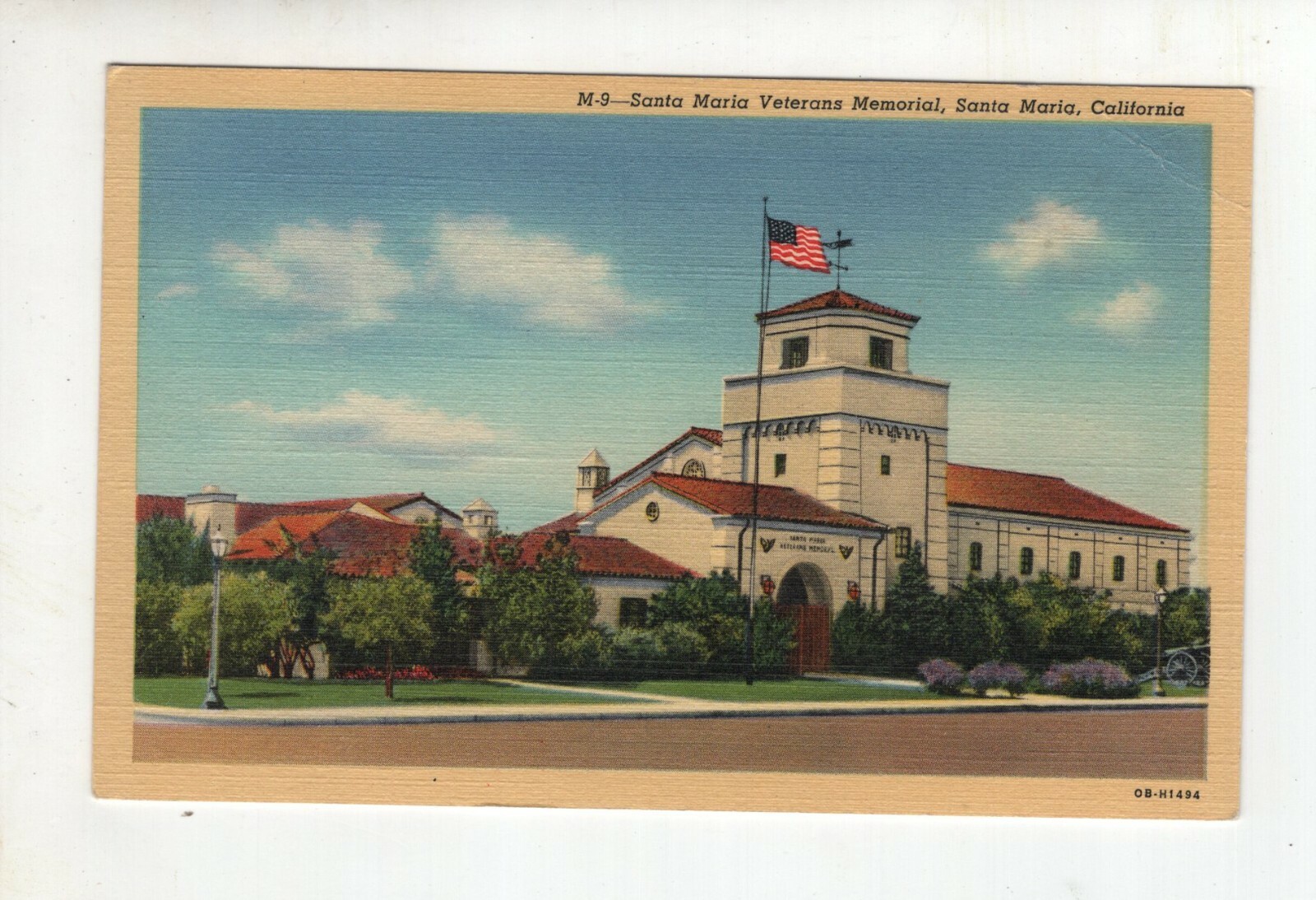Vintage Post Card - Santa Maria Veterans Memorial - Santa Maria ...