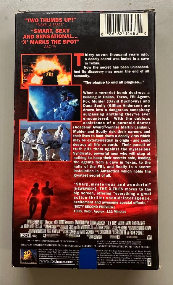 The X-Files - Movie (1998) on VHS Sci-fi David Duchovny Gillian ...