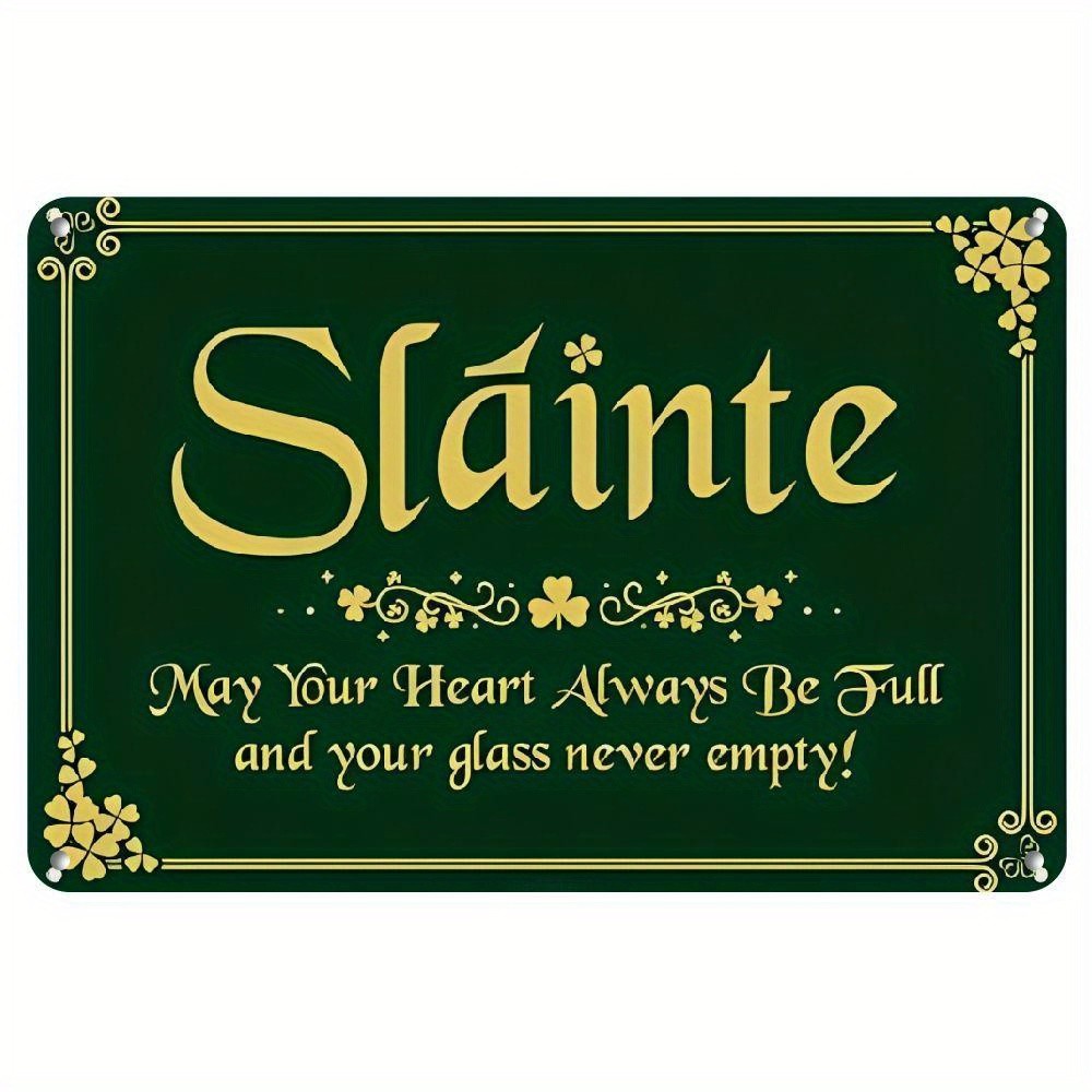 Green Gold Slainte Metal Sign Irish Blessing Gift For Pub Or Home Bar ...