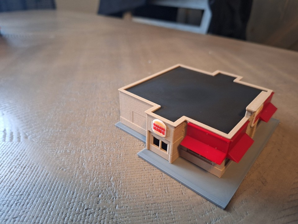 N Scale Burger Fast Food Building custom Built Fast Food Restaurant 3D ...
