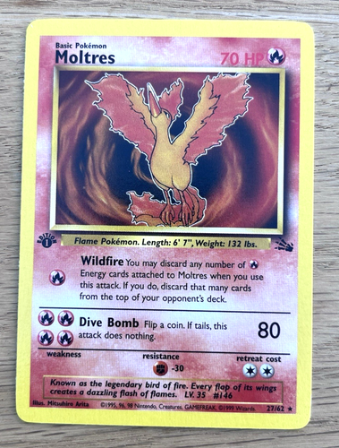 Vintage Moltres 1st Edition Fossil Pokemon Card 27/62 Non-Holo TCG ...