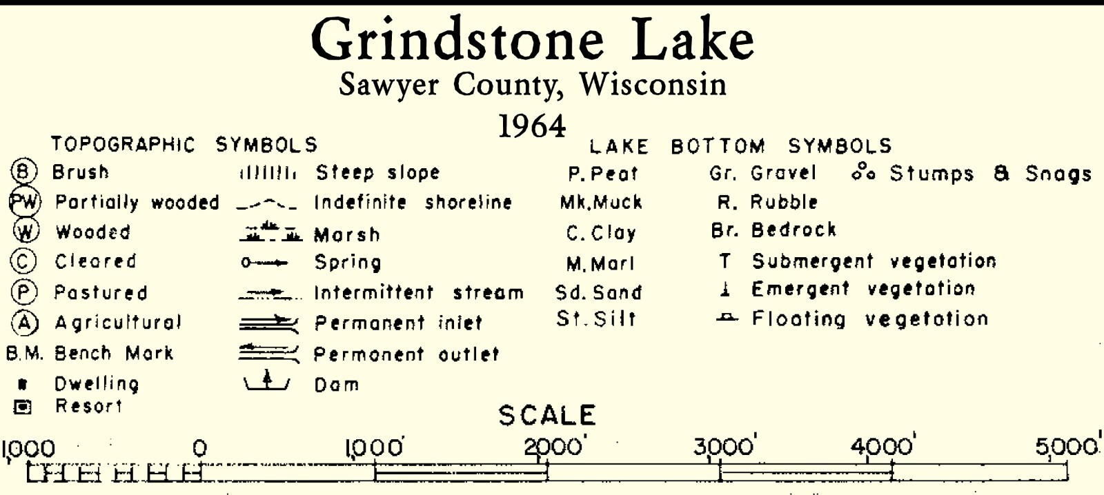 1964 Map of Grindstone Lake Sawyer County Wisconsin | eBay