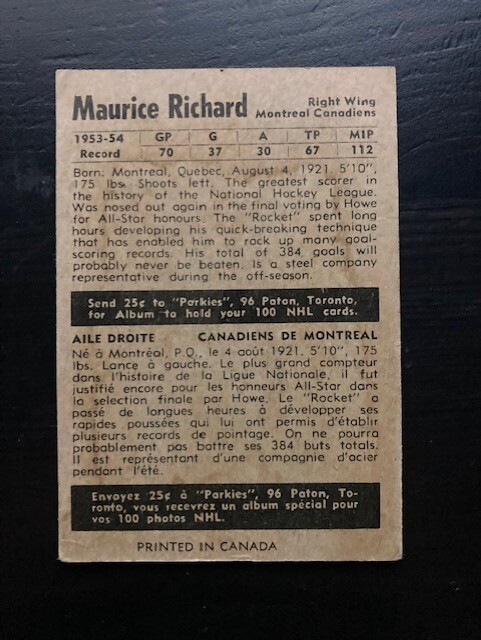 1954-55 Parkhurst Maurice Richard #7 HOF Montreal Canadiens Rocket | eBay